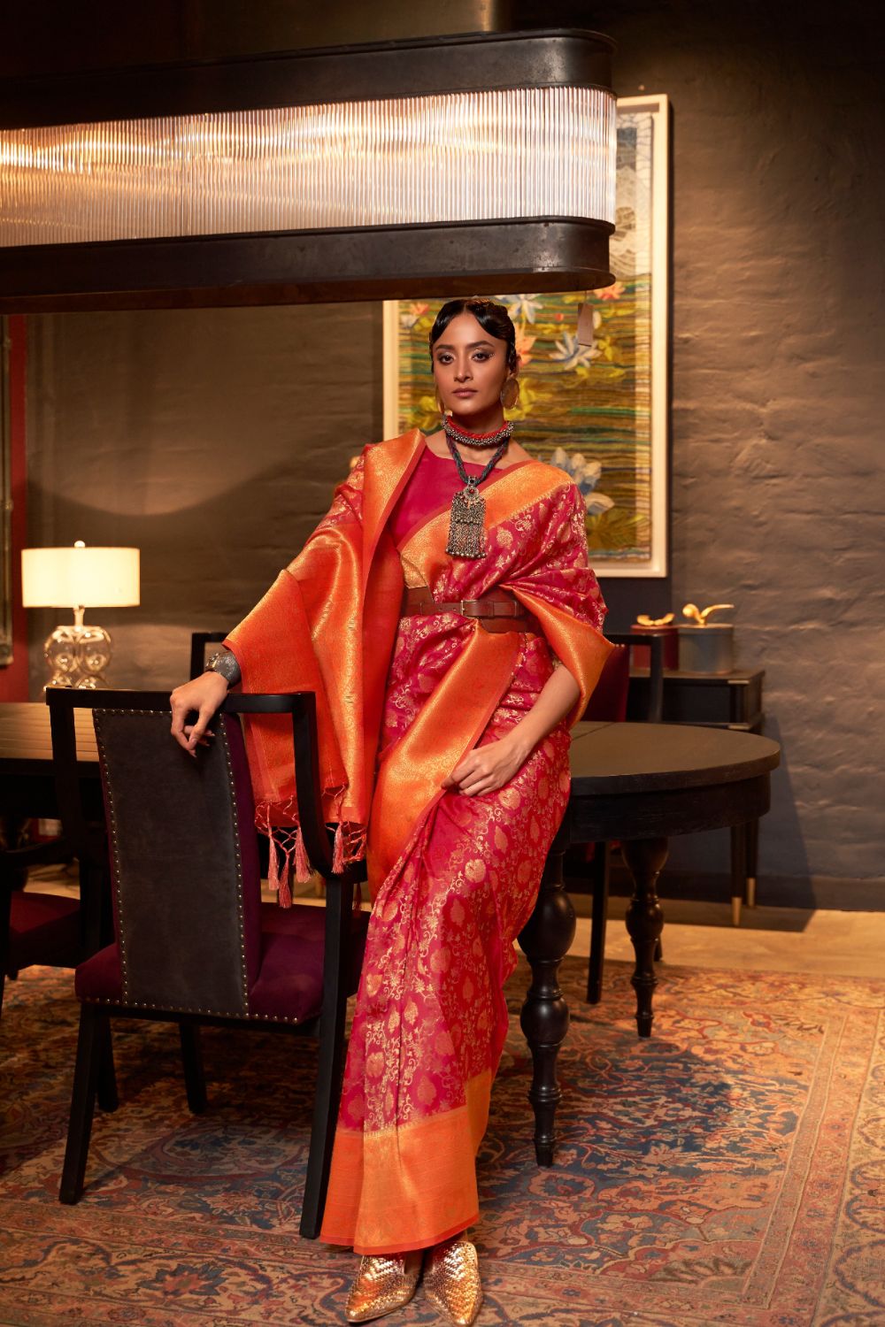 Cherry Red Pure Chaap Handloom Weaving Silk Saree – Kumari Sarees