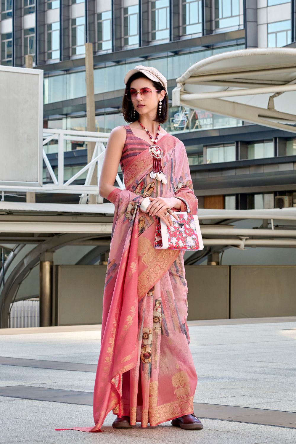 Pink Handloom Modal Silk Saree – Kumari Sarees